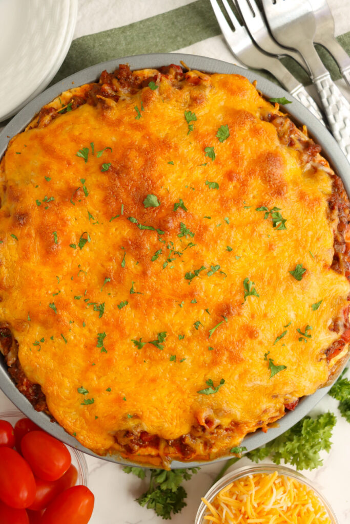 Cheesy Spaghetti Pie - Kitchen Divas