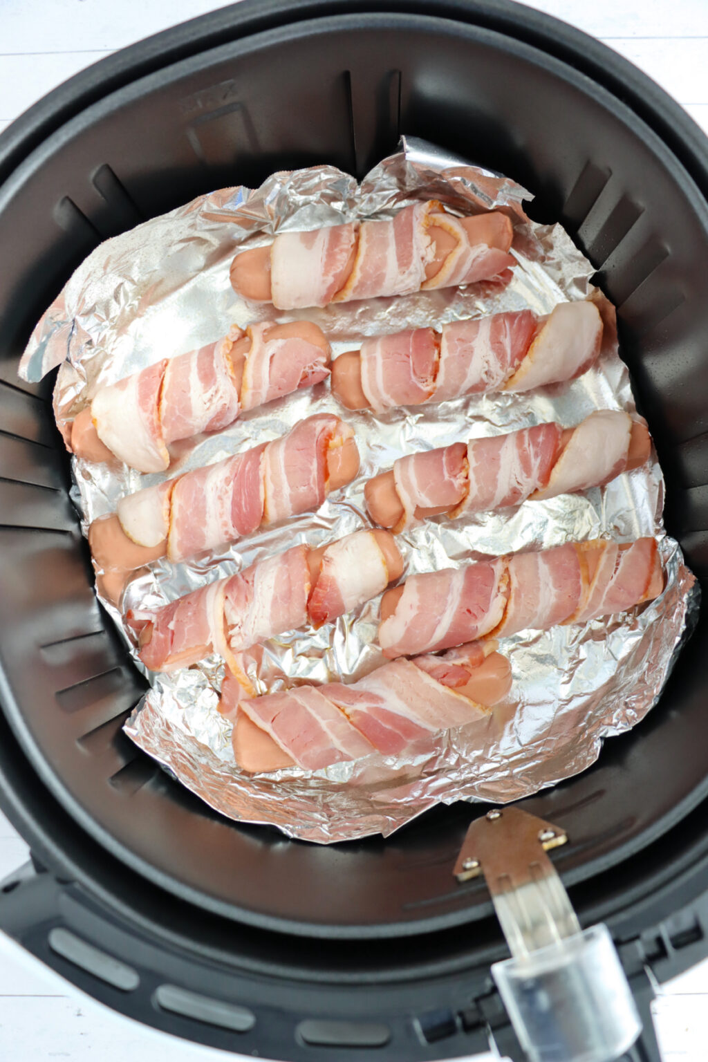 Air Fryer Bacon Wrapped Hot Dogs - Kitchen Divas