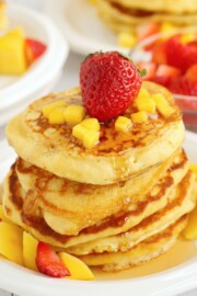 Fluffy Mango Pancakes (with Real Mango Purée) - Kitchen Divas