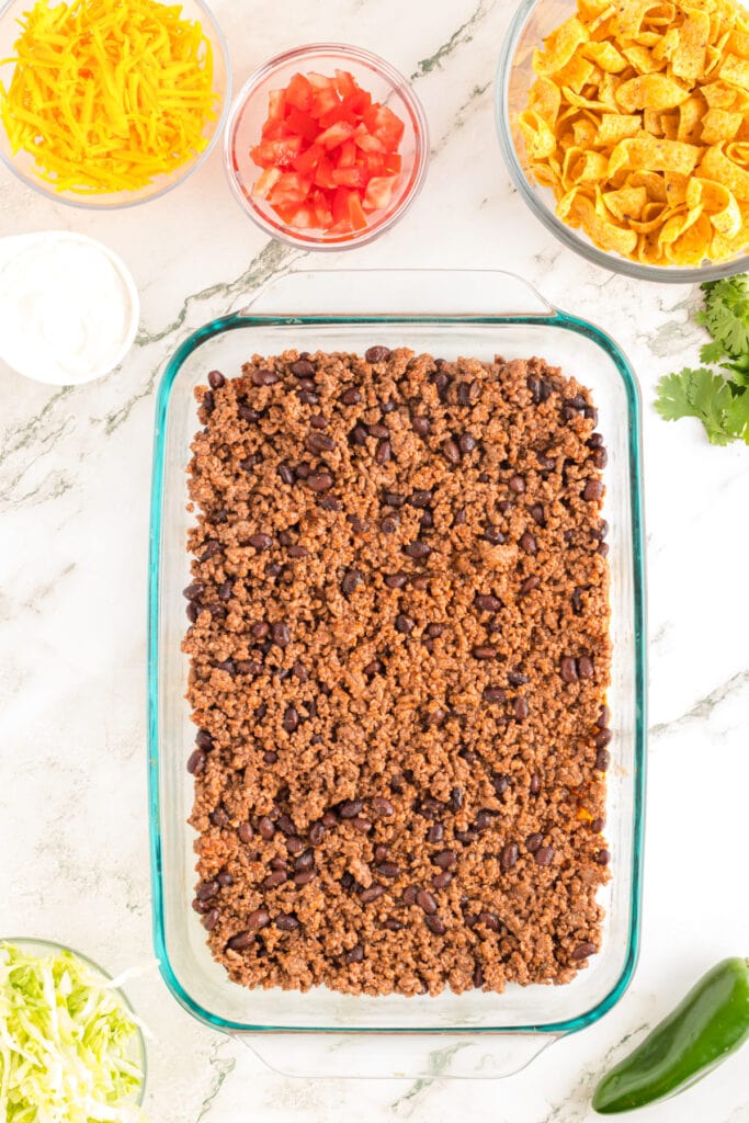 Quick and Easy Walking Taco Bake (Taco Casserole) - Kitchen Divas