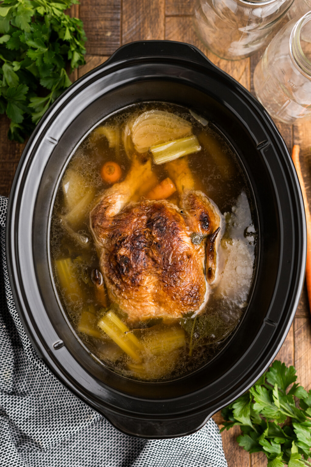 Slow Cooker Chicken Broth From Rotisserie Chicken - Kitchen Divas