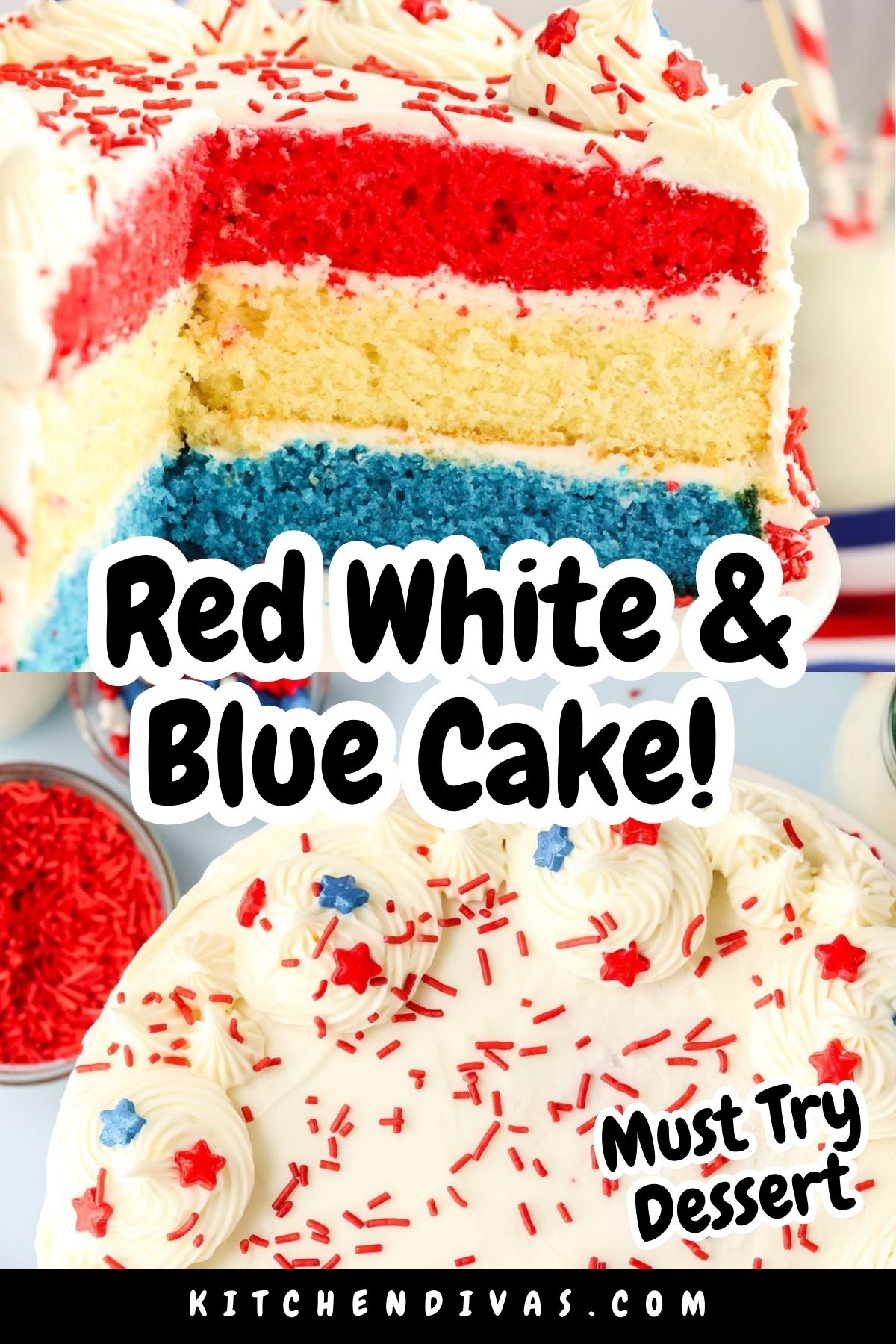 Red, White, and Blue Cake - Kitchen Divas